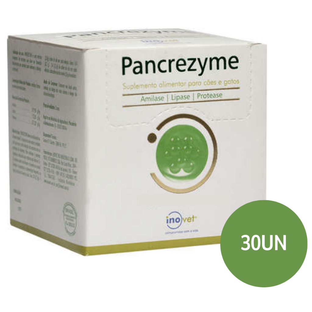 Pancrezyme Suplemento P/ Cães e Gatos Caixa C/ 30 Sachê de 2,8g- Inovet ...