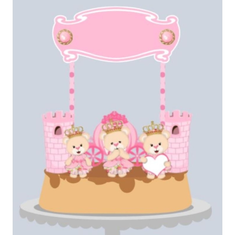 Topo topper Cha de bebe menina ursinha. | Shopee Brasil