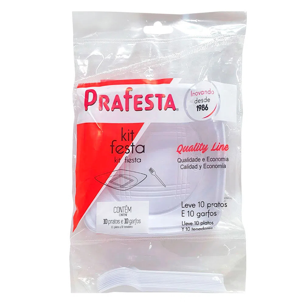 KIT FESTA QUALITY LINE 10 PRATOS + 10 GARFOS PARA BOLO/SOBREMESA ...