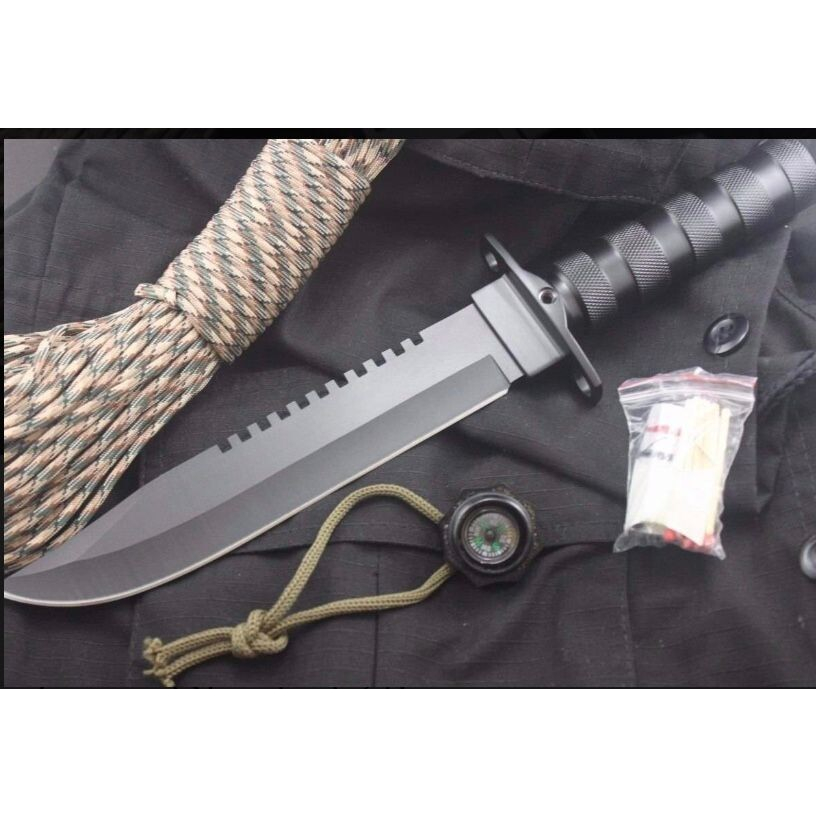 Faca Rambo Tática Militar Sobrevivência Serrilhado + Bainha-P | Shopee ...