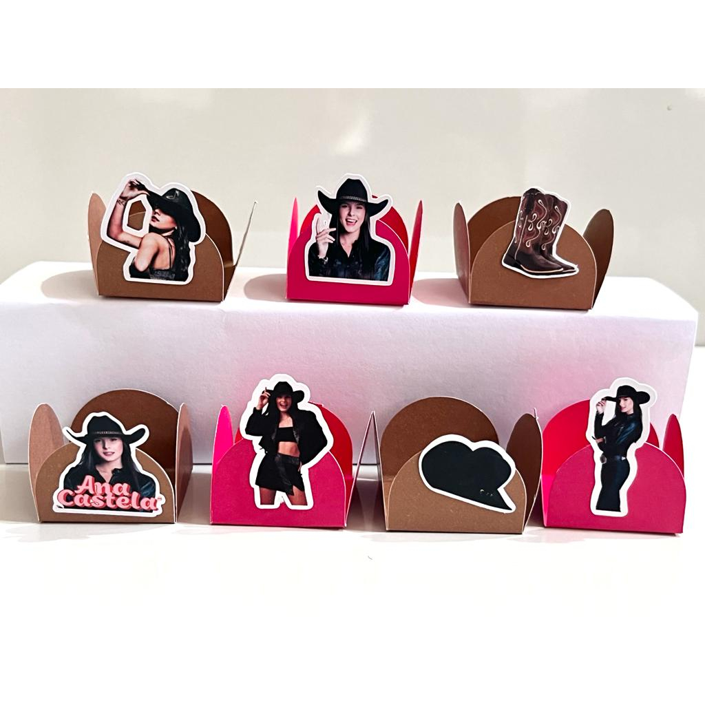 100 Forminhas Doces + Topper Bolo Personalizado Boiadeira Ana Castela ...