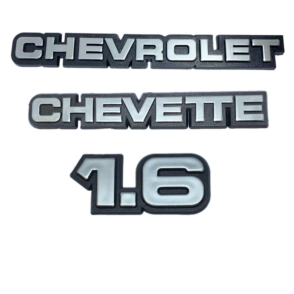 EMBLEMA CHEVETTE 82/90 1.6 CHEVROLET LOGO CROMADO PRATA LETREIRO ...