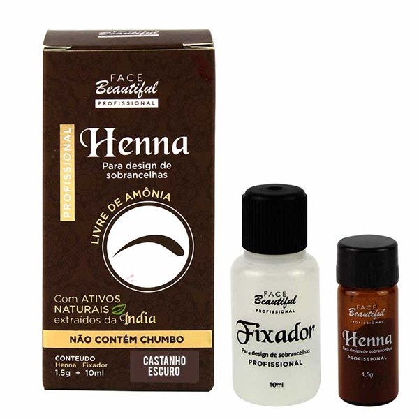 Henna Face Beautiful Profissional Para Sobrancelha Com Redimento e ...