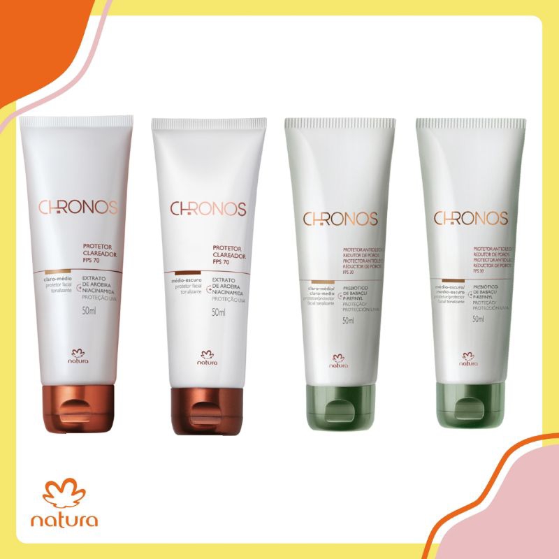 Protetor clareador PFS 70 e antioleosidade FPS 30 chronos 50 ml | Shopee Brasil