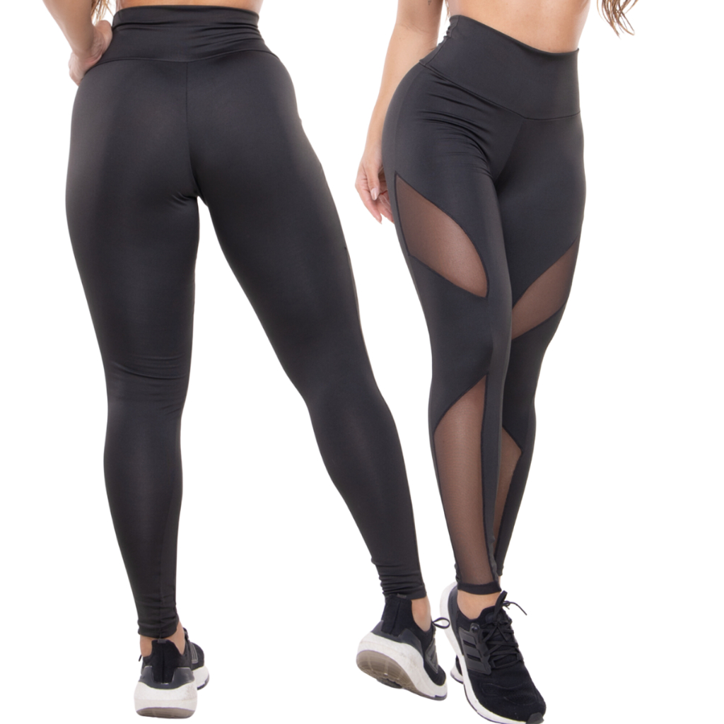 Calça Legging de Academia com Detalhe de Tule Leg Leging Crossfit ...