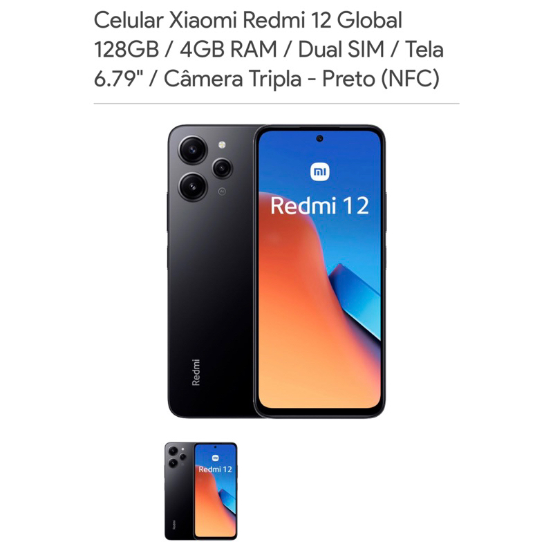 Celular Xiaomi Redmi 12 Global 128GB / 4GB RAM / Dual SIM / Tela 6.79" | Shopee Brasil
