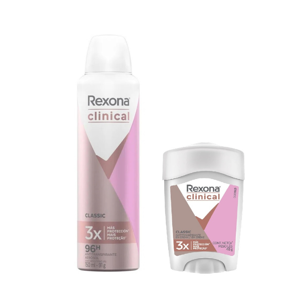 Kit Desodorante Rexona Clinical Aerosol 150ml + Desodorante em Gel 48g ...