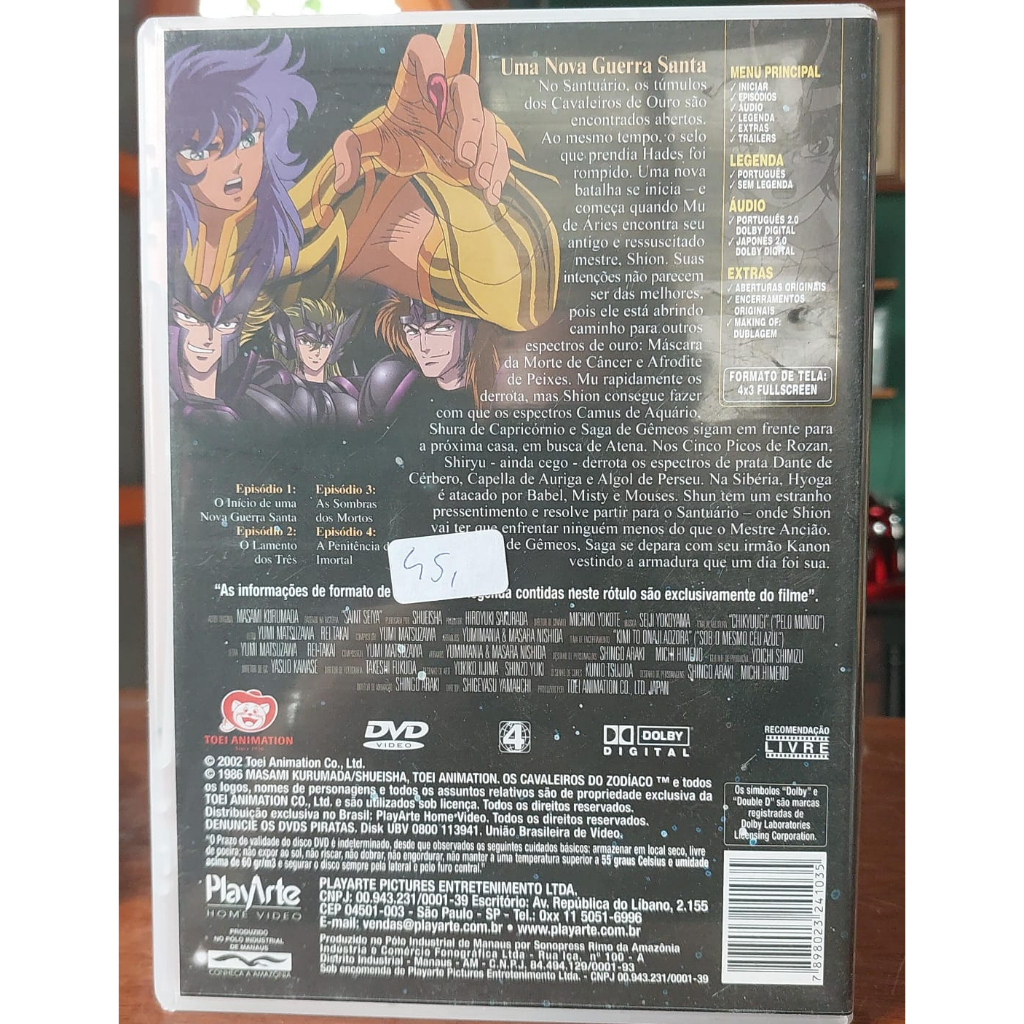 DVD Os Cavaleiros do Zodíaco Hades A Saga do Santuário Volume 1 Inédito no Brasil - Original ...