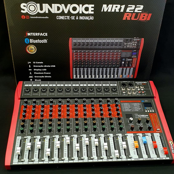 Mesa De Som 12 Canais c/Interface/Bluetooth/USB e Efeitos MR-122 Rubi SoundVoice NF e Garantia ...
