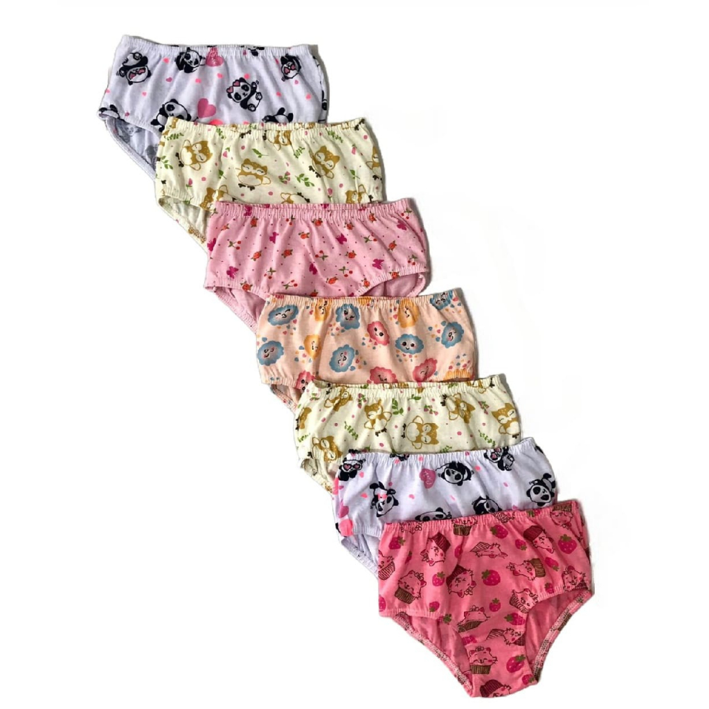 Kit Com 10 Calcinhas Estampada Modelo Soltinho Infantil 100% Algodão ...