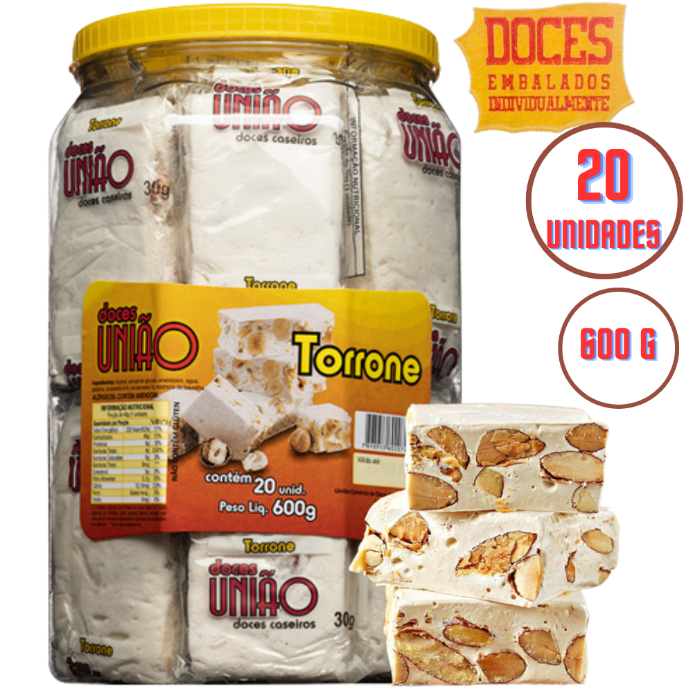Torrone Pote c/ 20 uni 600g Doce Amendoim Lacrado Embalado | Shopee Brasil