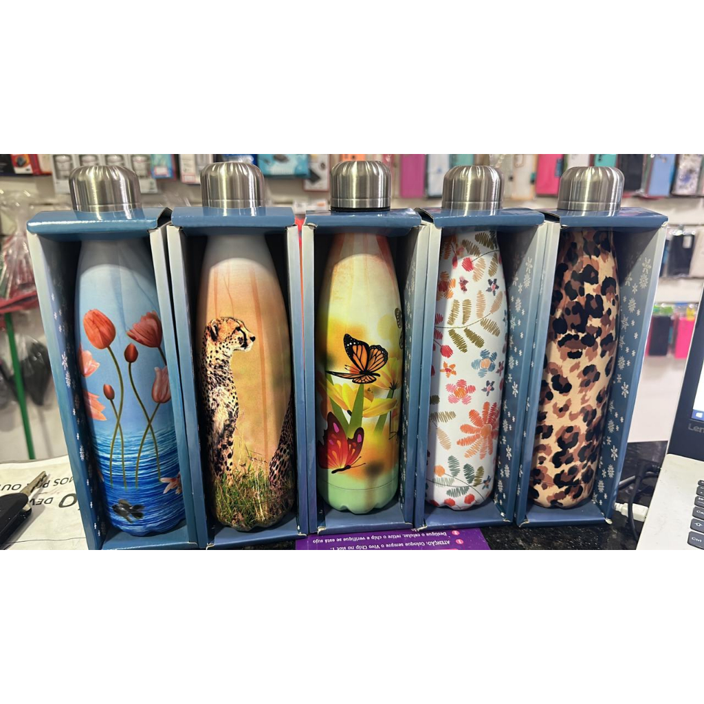 GARRAFA TERMICA TIPO FARM INOX ESTAMPADA 500 ML | Shopee Brasil