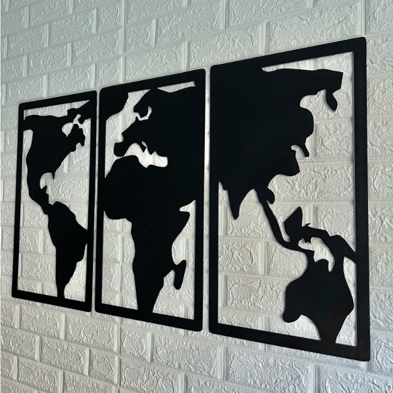Painel Mapa Mundi em MDF Kit 3 quadros em mdf | Shopee Brasil
