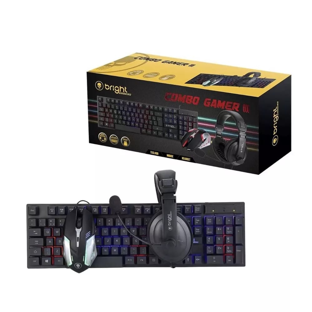 Combo Bright Gamer 0543 Teclado + Mouse + Headset Preto | Shopee Brasil
