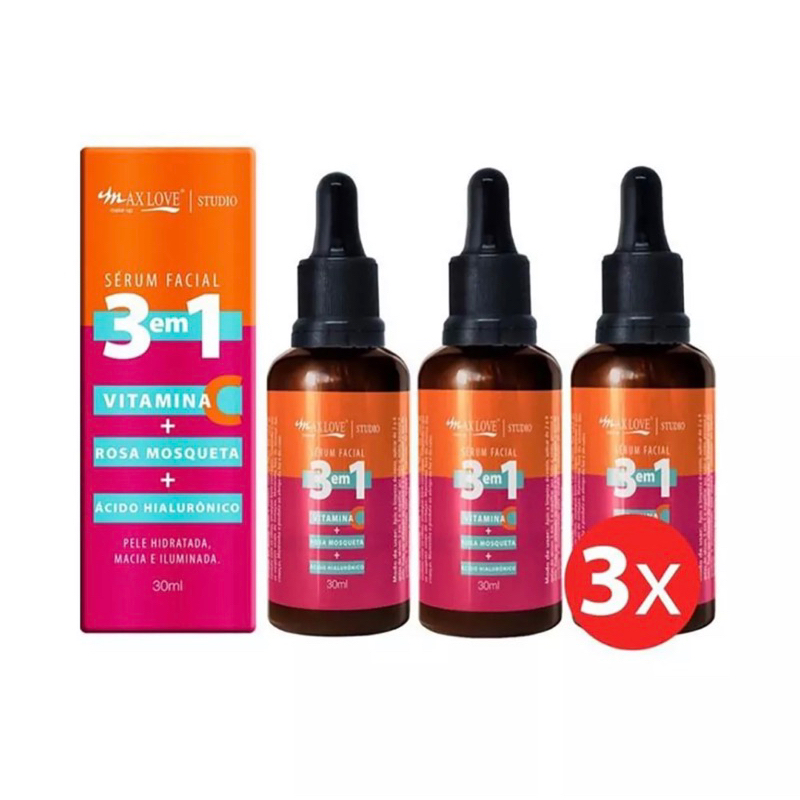 Kit 3 unidades Serum Facial Max love 3 em 1 Original Entrega Rapida ...