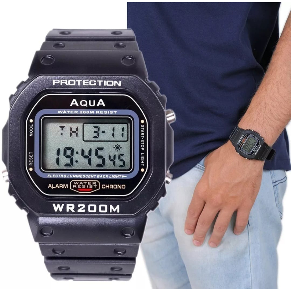 Relógio Aqua Digital Original Masculino A Prova D'Água Confortável com ...