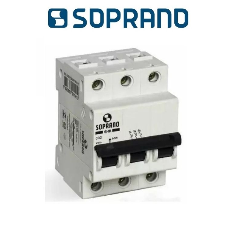 Disjuntor Tripolar 10A 16A 20A 25A 32A 50A 63A DIN Curva C Soprano | Shopee Brasil