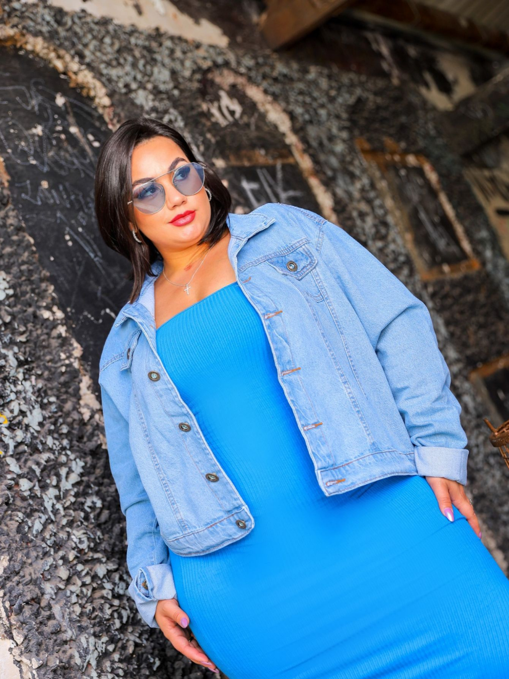 Jaqueta Feminina Jeans Azul Bebê Plus Size Tecido Premium | Shopee Brasil