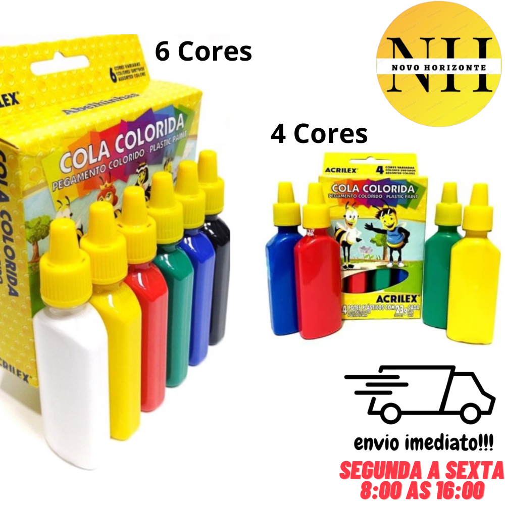 Cola Colorida Infantil 23g Acrilex Sortida | Shopee Brasil