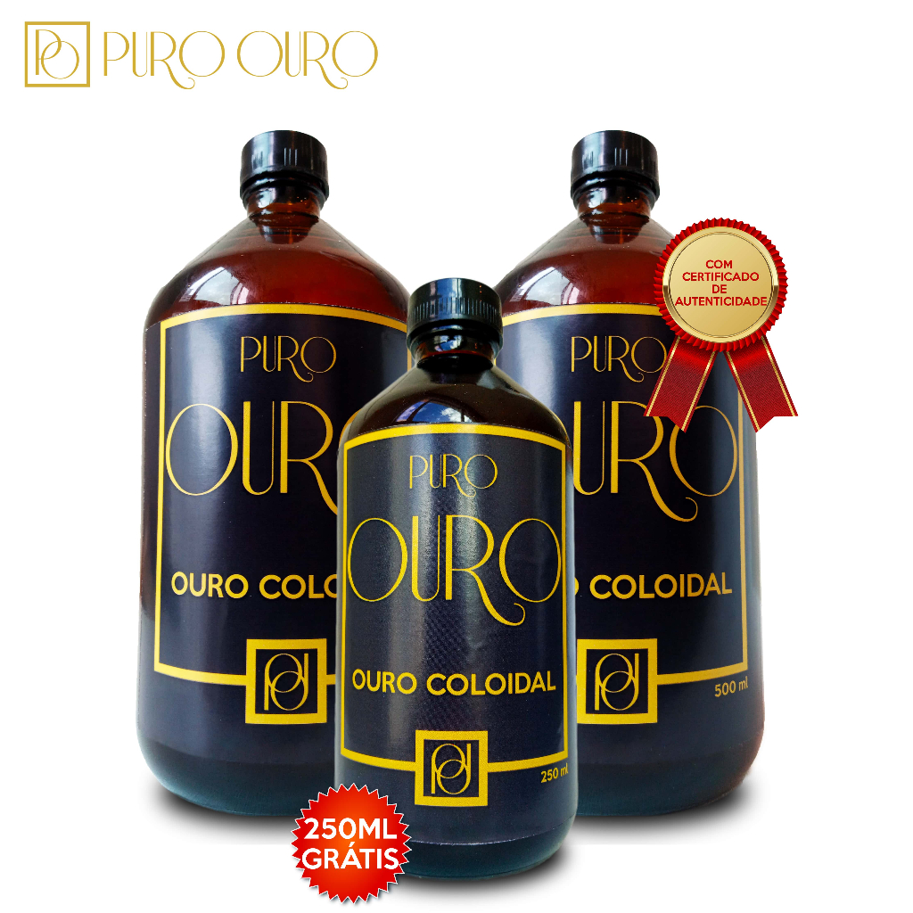 Ouro Coloidal 250ppm 24k Compre 2 500ml Ganhe 250ml Certificado de ...