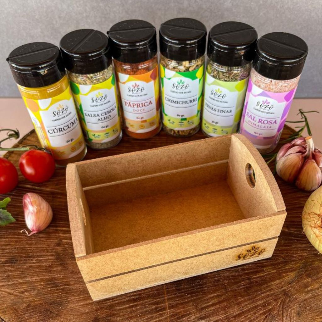 Kit Temperos 100% Naturais - Combo de 6 unidades + Caixote | Shopee Brasil