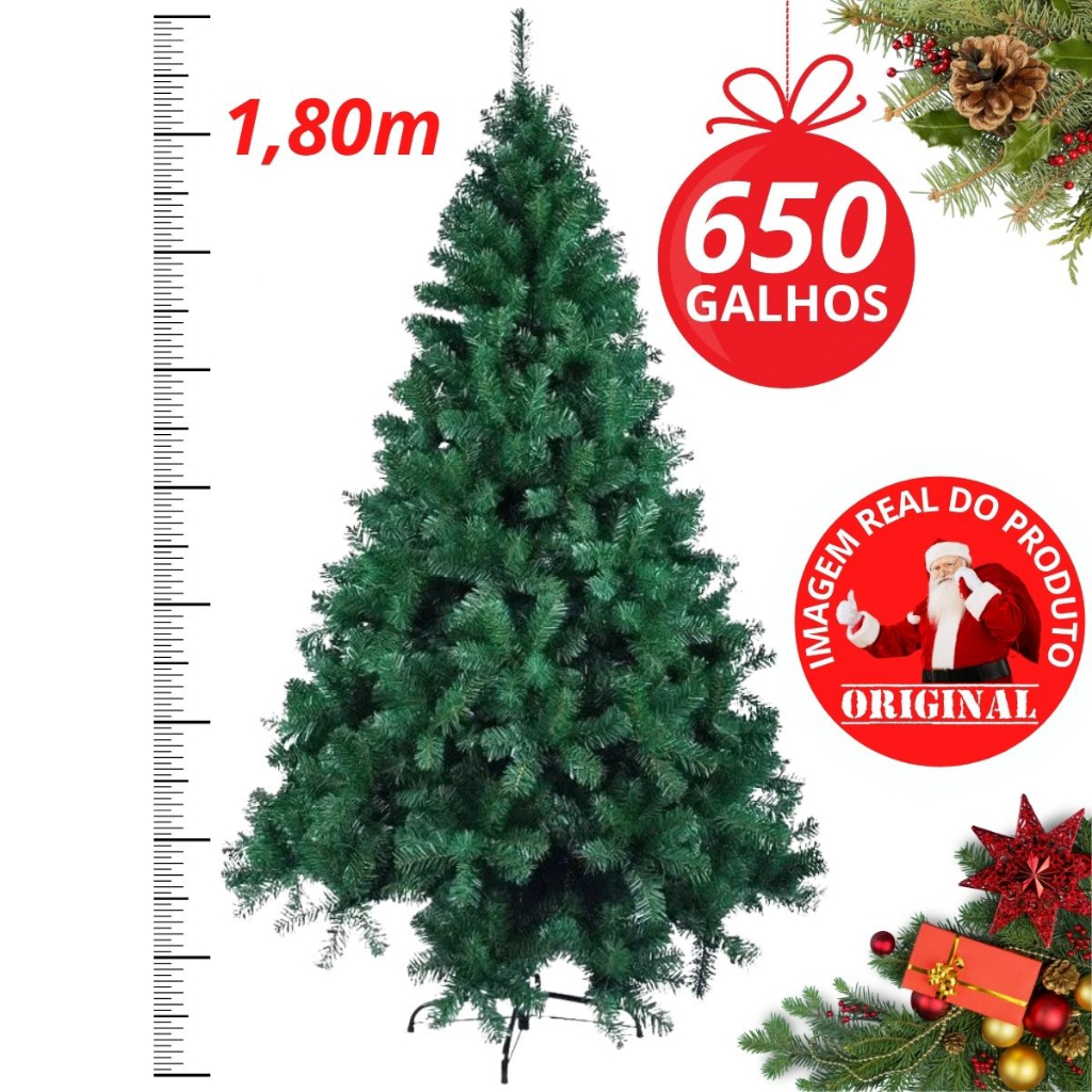 Árvore De Natal Verde 1,8m 650 Galhos Pinheiro Tradicional | Shopee Brasil