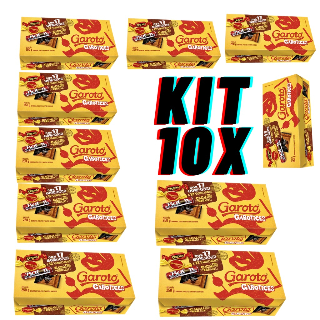 Kit 10 Caixas De Bombom Garotices 250g C/16und - Garoto (Envio Imediato) | Shopee Brasil