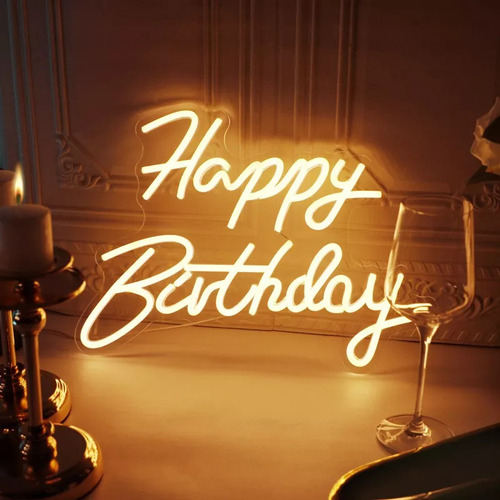 Letreiros Neon Led Luminoso Festa Feliz Aniversario Acrilico | Shopee Brasil