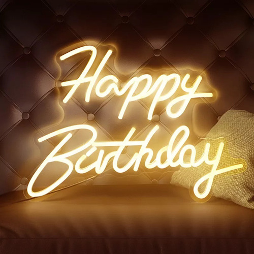 Letreiros Neon Led Luminoso Festa Feliz Aniversario Acrilico happy birthday | Shopee Brasil