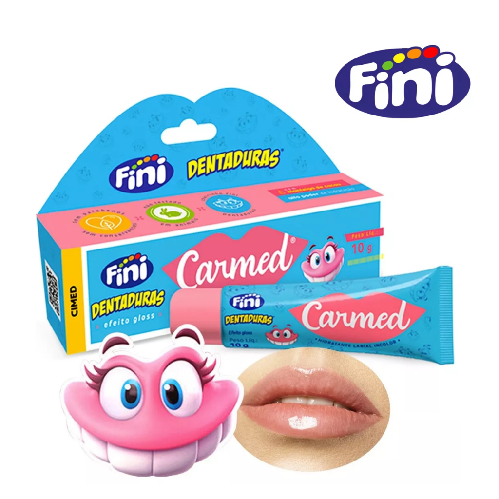 Carmed Fini Hidratante Labial Dentadura 10g Efeito Gloss Lip | Shopee Brasil