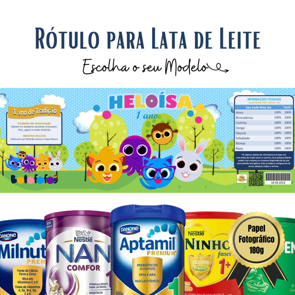 Rotulo lata de leite 400g e 800g Bolofofos - lembrancinha, adesivos ...