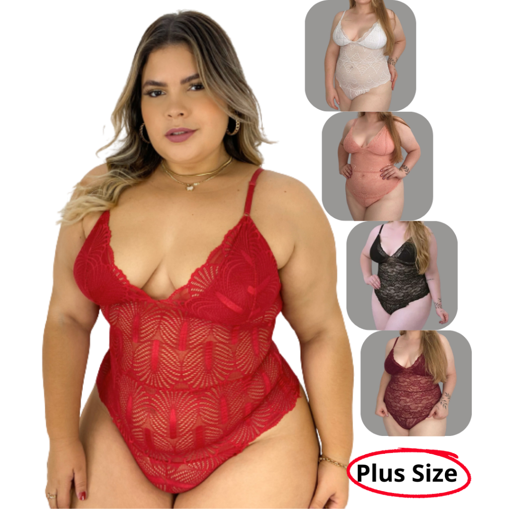 Body Renda Plus Size Feminino Moda Íntima XGG Bory Extra Grande Lingerie Sem Bojo 52 | Shopee Brasil