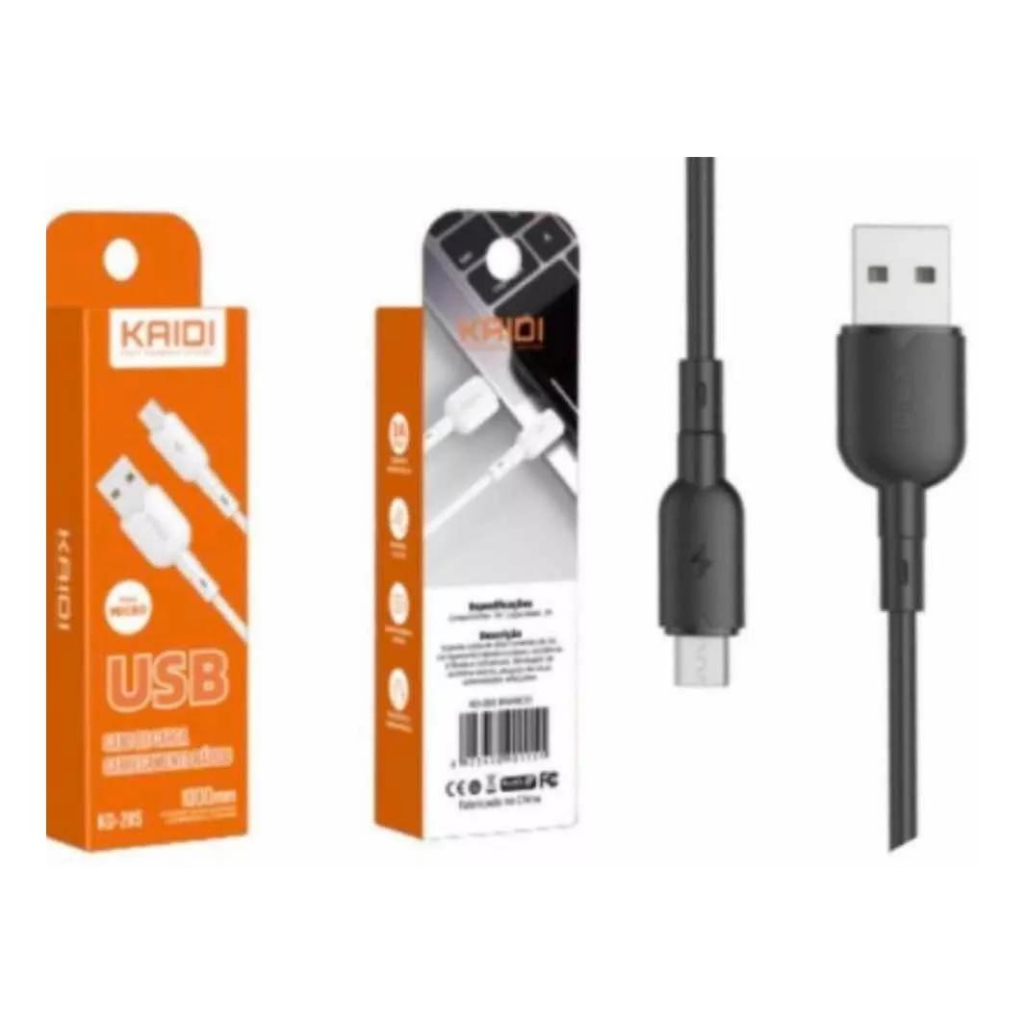 Cabo Original Kaidi Micro Usb/V8 Tipo-C iPhone KD-28A/28C/28S 1metro ...