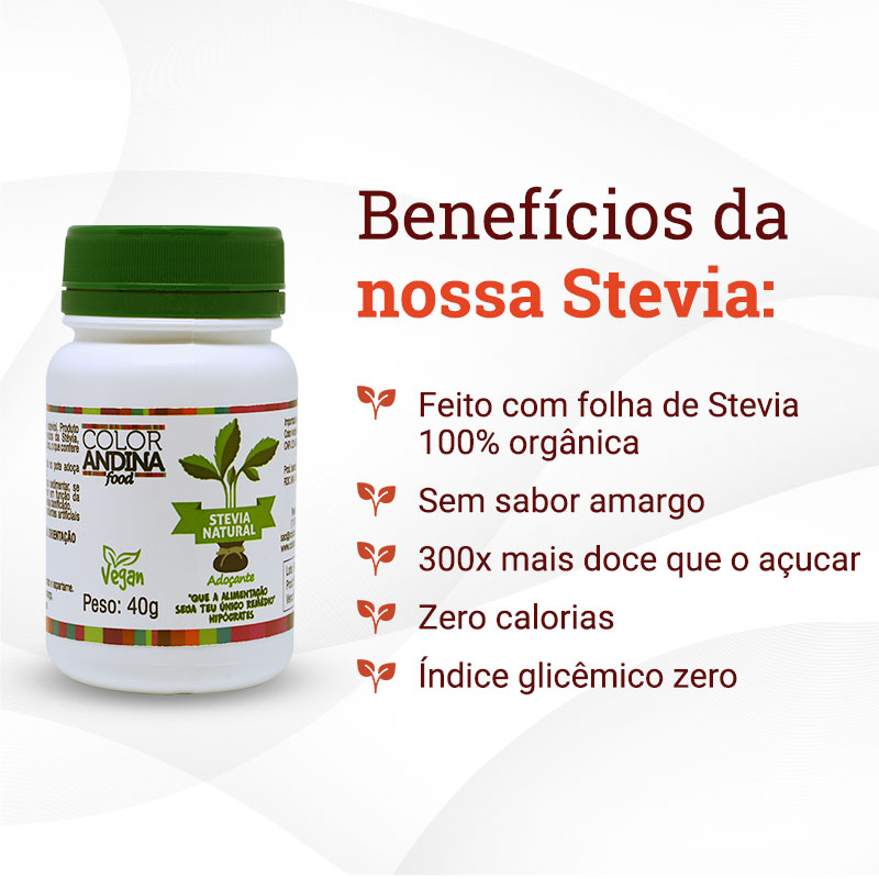 Adoçante Stévia Color Andina 40g - SEM SABOR RESIDUAL AMARGO | Shopee ...