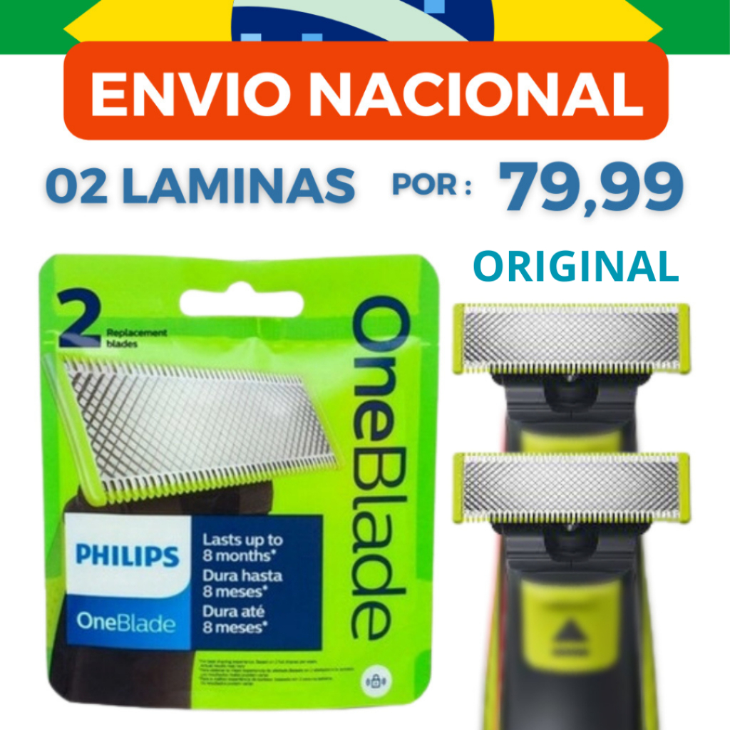 Refil One Blade Lâmina Barbear Barba Philips One Blade QP2510, QP2520 ...