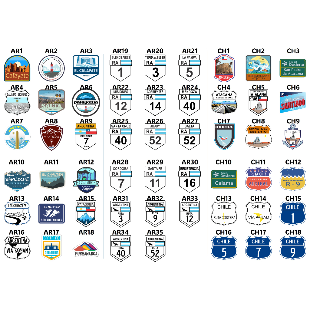 Adesivo em Vinil Ruta Argentina Salta Ushuaia Cafayate Mendoza Calafate ...