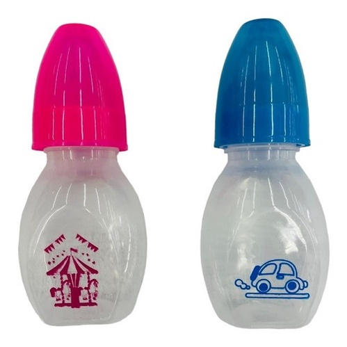 Mini Mamadeira Color (Chuca) Com Bico Em Silicone 60Ml Rosa E Azul ...