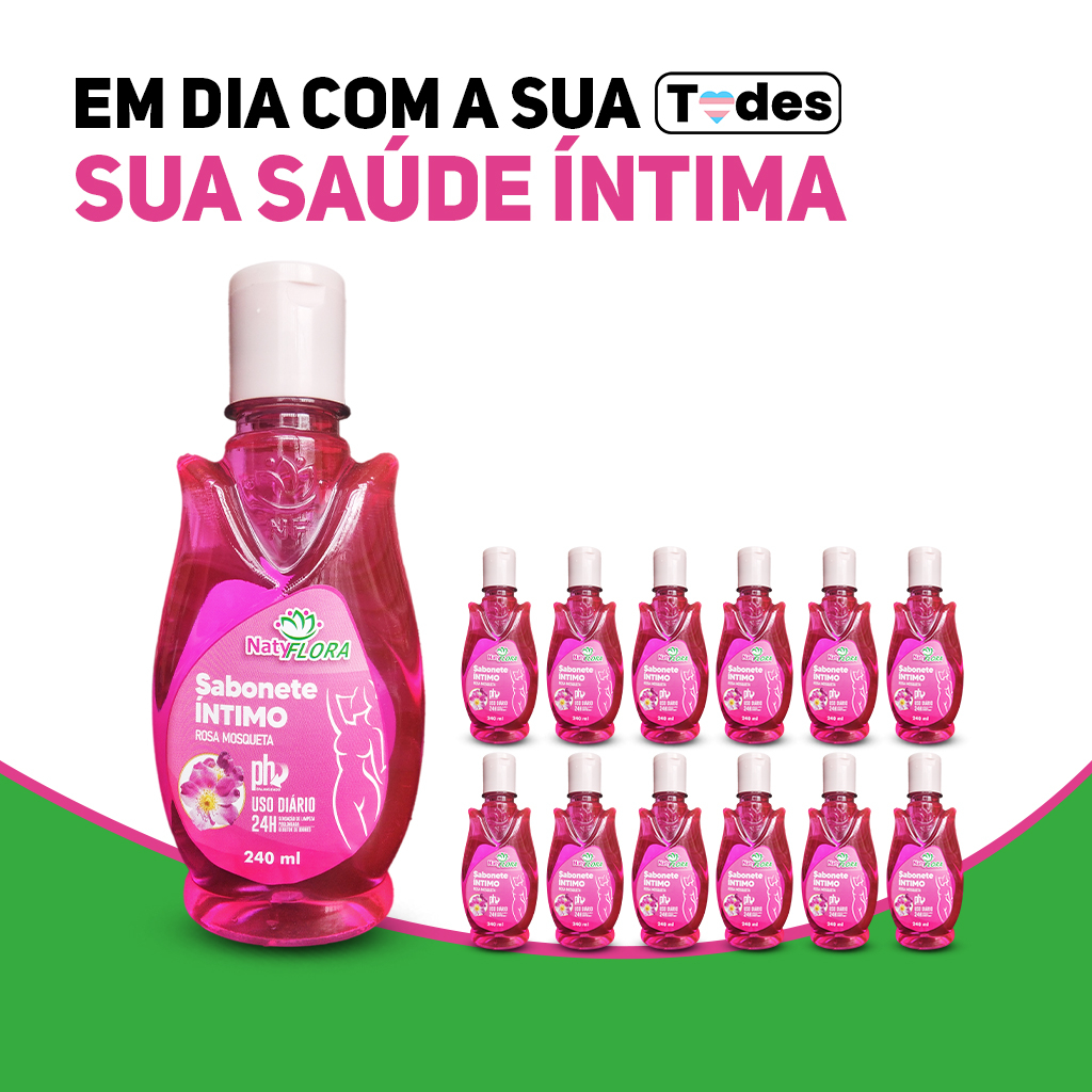kit 12 sabonete intimo rosa mosqueta 240ml naty flora | Shopee Brasil