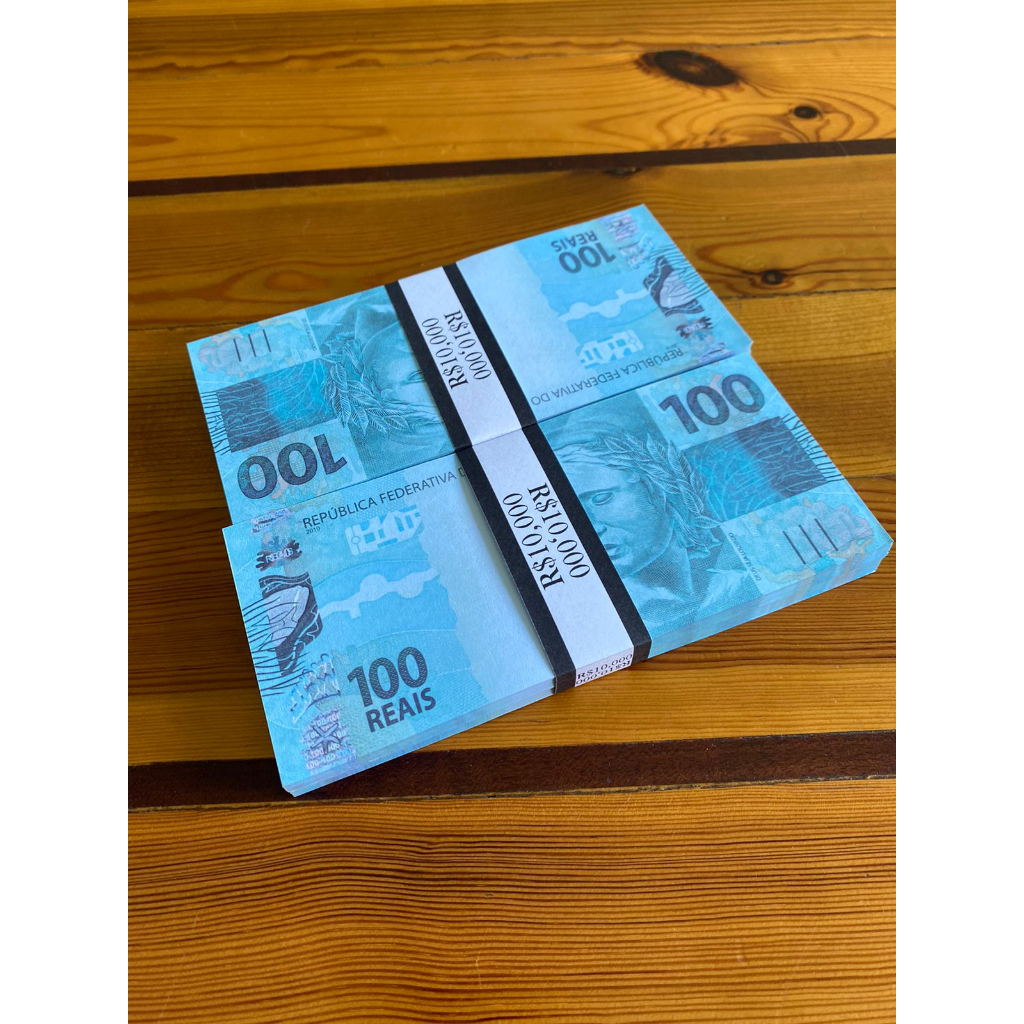 Nota 100 Reais Tamanho Real Kit Contem 500 Unidades Realistas Clipes ...
