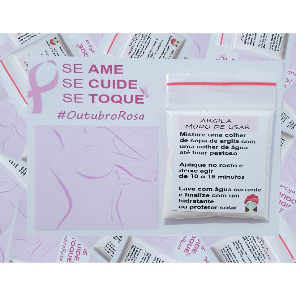 Cartão 20/40/50 outubro rosa toque com argila rosa tag mimo cliente ...