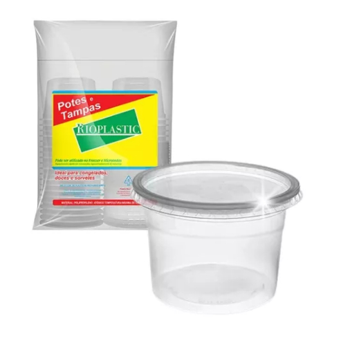 Kit pote e tampas redondo transparente 200ml c/25 - RIOPLASTIC | Shopee Brasil