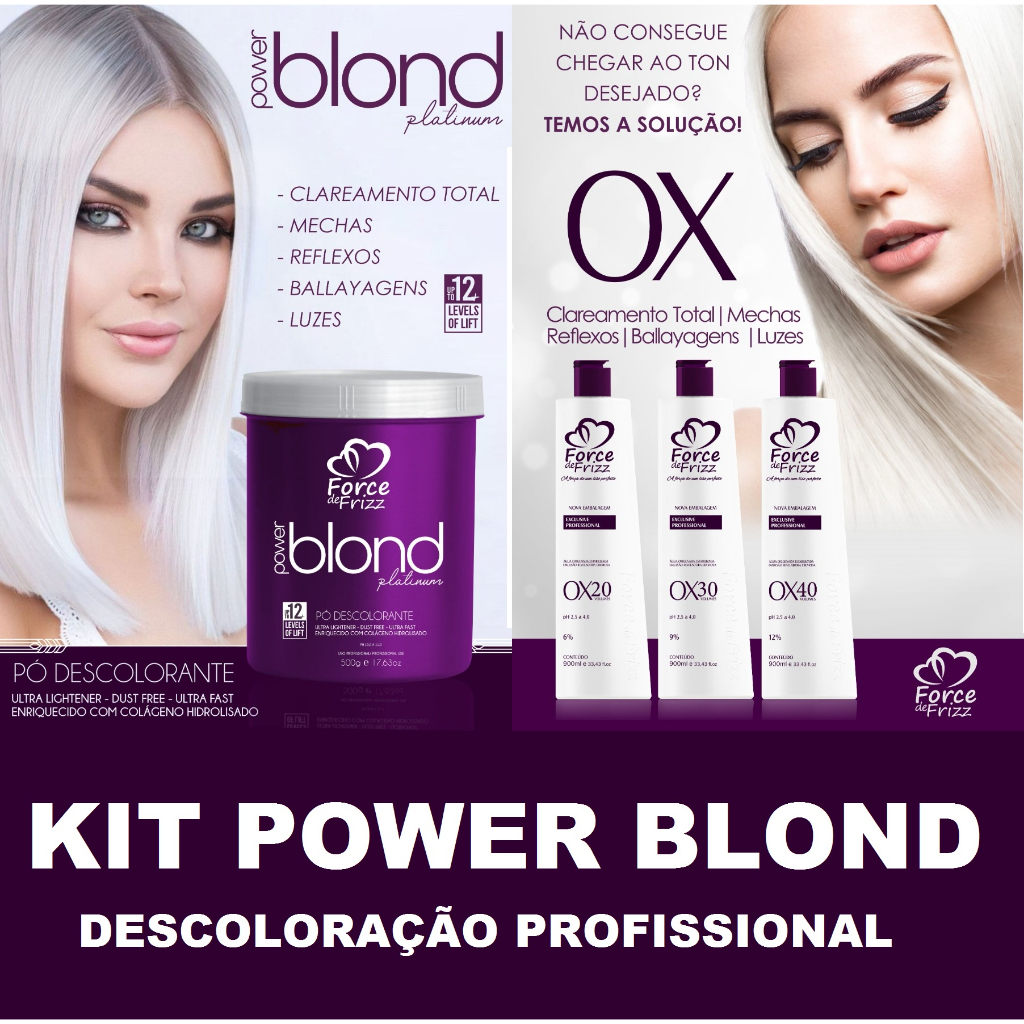 Force de Frizz Kit Descoloração Profissional - Pó Descolorante Power ...
