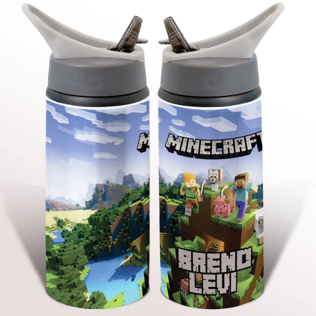 Garrafa Squeeze Desenho Gamer Minecraft Personalizada com Nome | Shopee ...