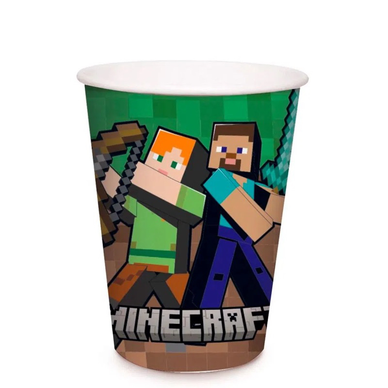 Copo de Papel Festa Minecraft - 240 ml - 8 unidades - Cromus | Shopee Brasil