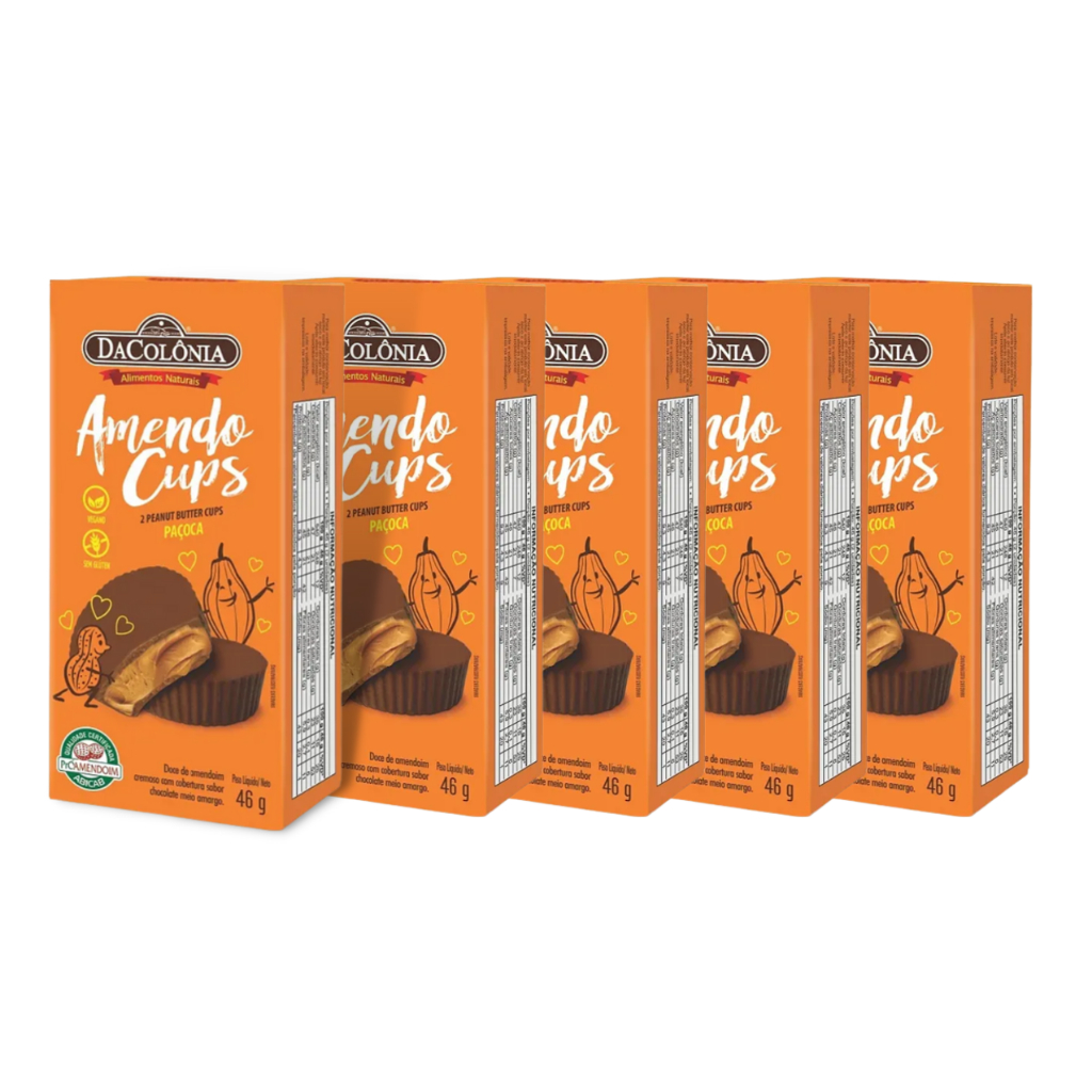 5 Amendo Cups Doce de Amendoim Cremoso com Chocolate 46g Cada DaColonia ...