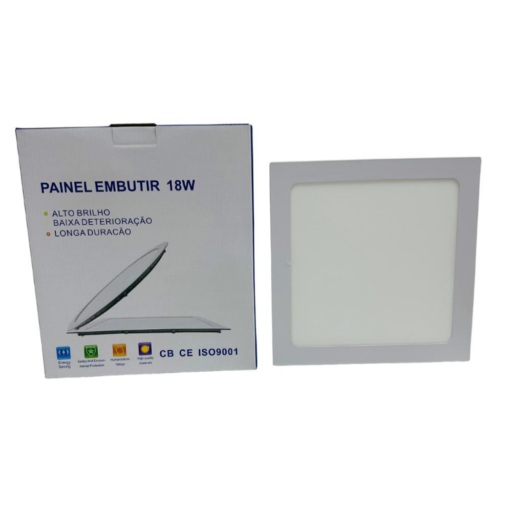 Plafon Led Painel Ilumimax 18w Quadrado Embutir Bivolt Branco Frio 6500k 21,5cm x 21.5cm Para ...