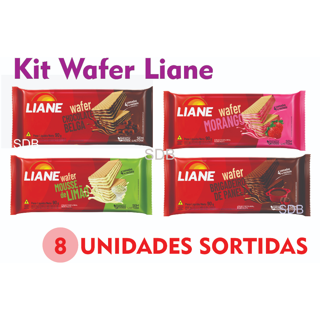 KIT 8 WAFER LIANE ZERO LEITE SORTIDOS | 8 Pacotes Wafer Sem lactose ...