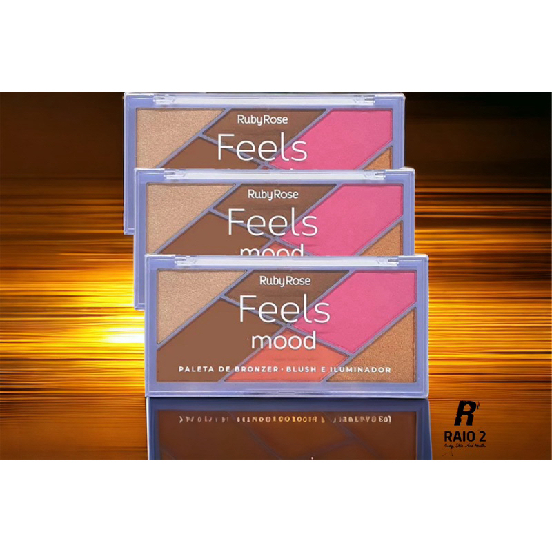 Paleta Vegana de Bronzer Blush e Iluminador Feels Mood Ruby Rose HB7528 | Shopee Brasil