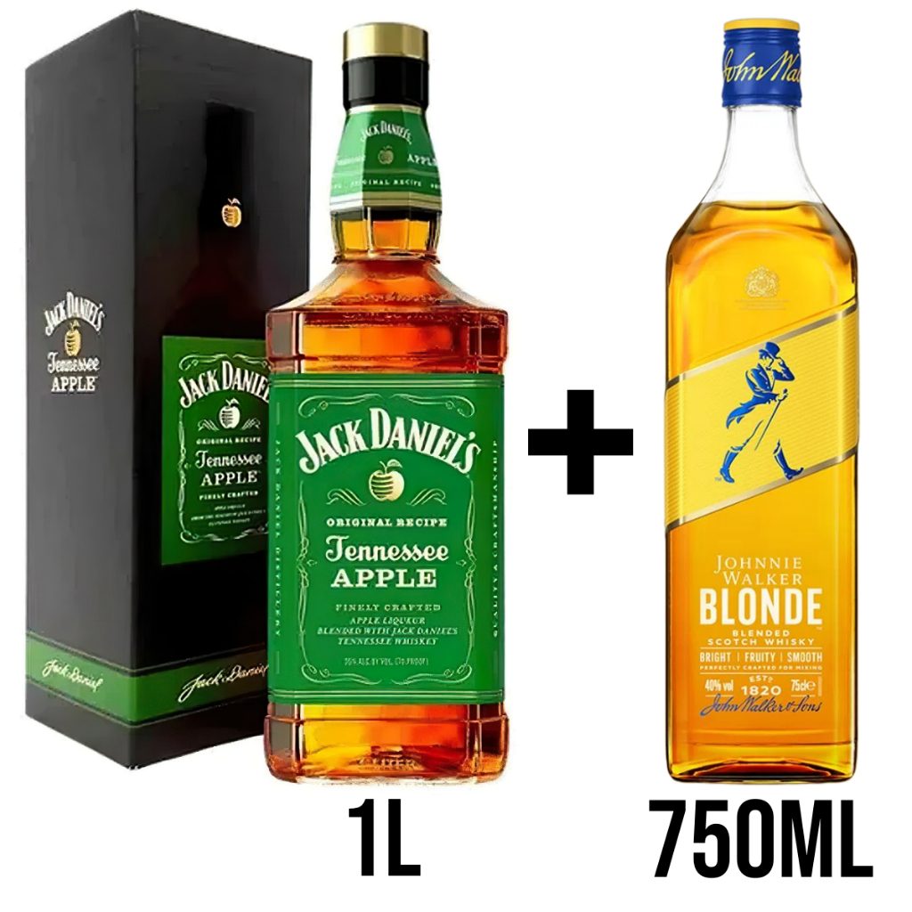 Johnnie Walker Blonde 750ml + Jack Daniels Apple 1L Lançamento Original ...