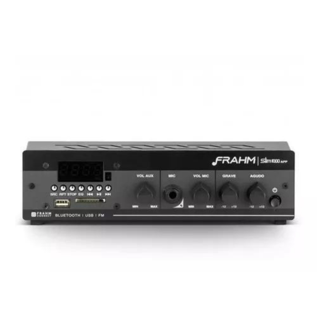 Amplificador Receiver Fram Slim 1000 App G2 Usb Fm Sd Microfone Som ...
